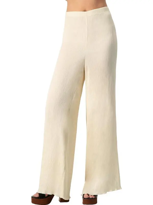 IVONNE Pleated Wide-leg Pants - Ivory
