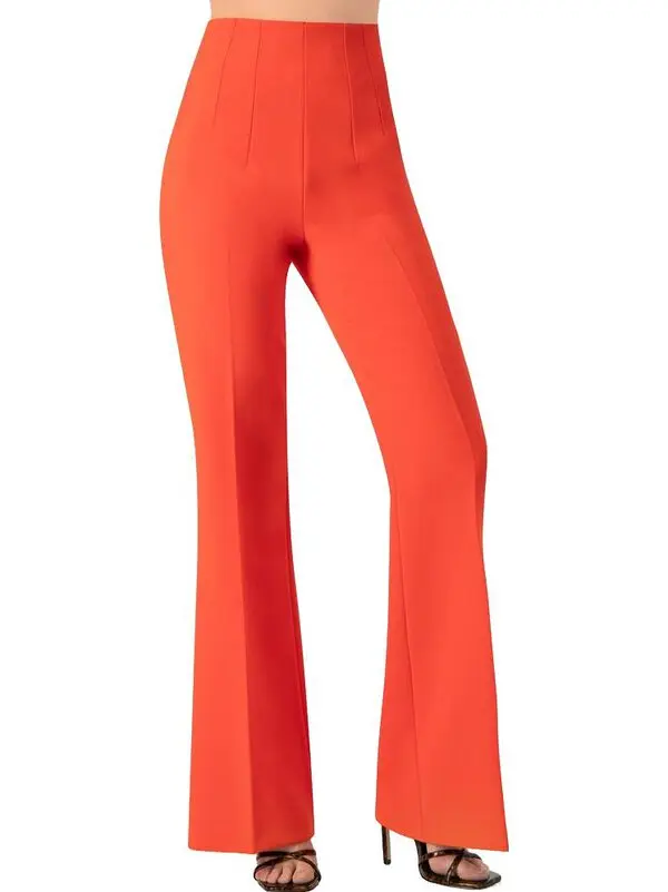 IVONNE Flared Trousers With Pockets - Orange