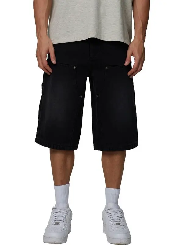 GOOD FOR NOTHING Carpenter Washed Denim Shorts - Black