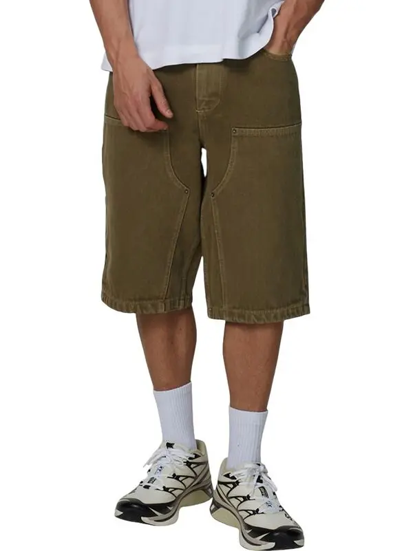 GOOD FOR NOTHING Carpenter Washed Denim Shorts - Brown
