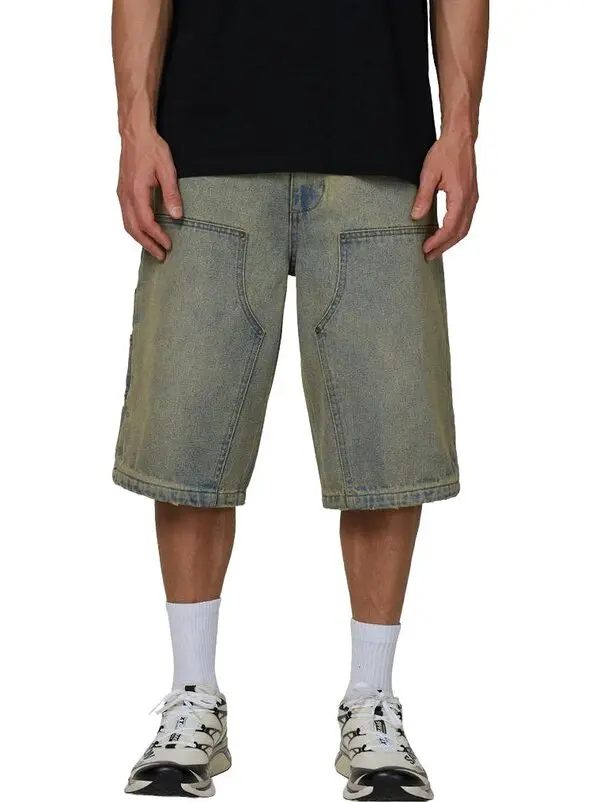 GOOD FOR NOTHING Carpenter Washed Denim Shorts - Medium Blue