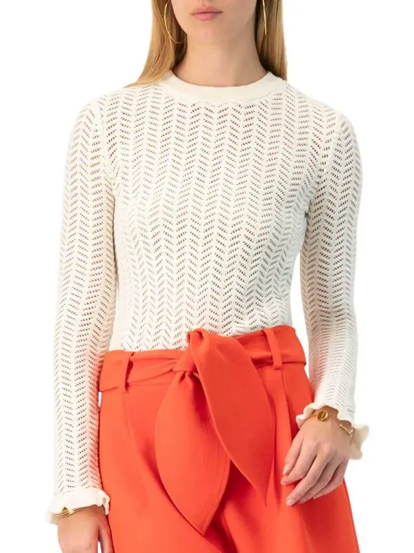 IVONNE Long Sleeve Knitted Blouse - Ivory