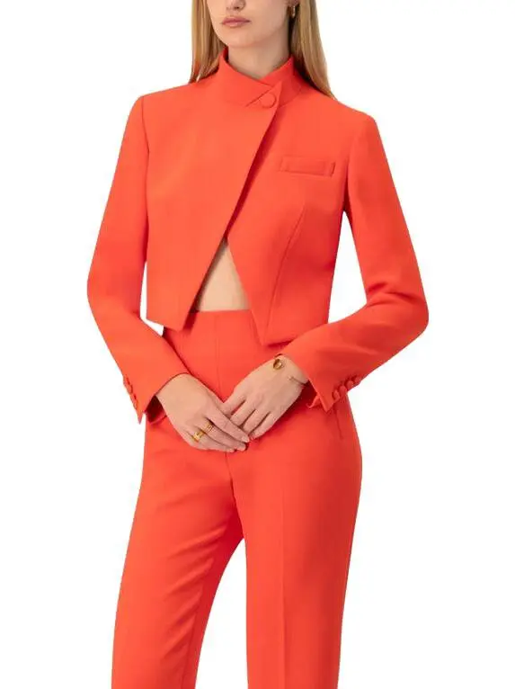 IVONNE Short Criss-cross Georgette Blazer - Orange