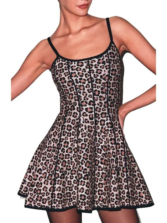 FLEUR DU MAL Flared Corset Mini Dress - Leopard