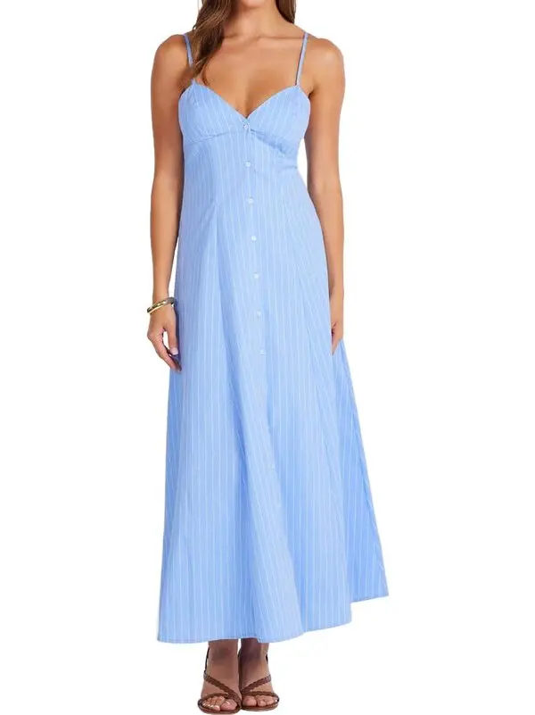 BISHOP + YOUNG Adria Pinstriped Maxi Dress - Blue Stripe