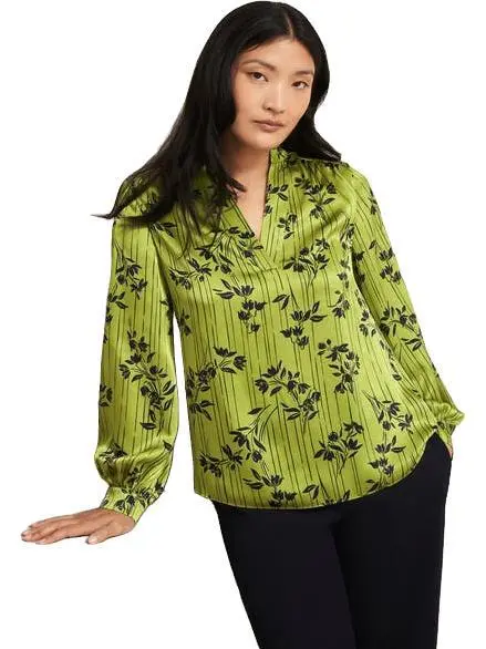 HOBBS LONDON Fara Blouse - Green Navy