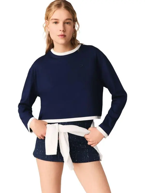 Maje Layered-effect T-shirt - Navy