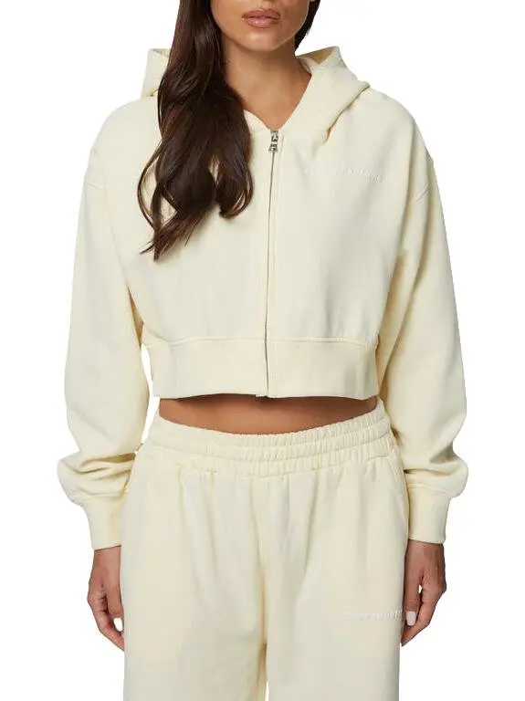 GOOD FOR NOTHING Essential Cropped Zip Hoodie - Yellow