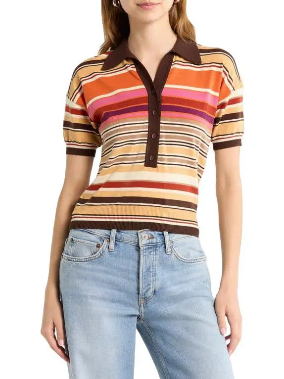 Faithfull The Brand Sable Stripe Knit Polo - Murano Stripe