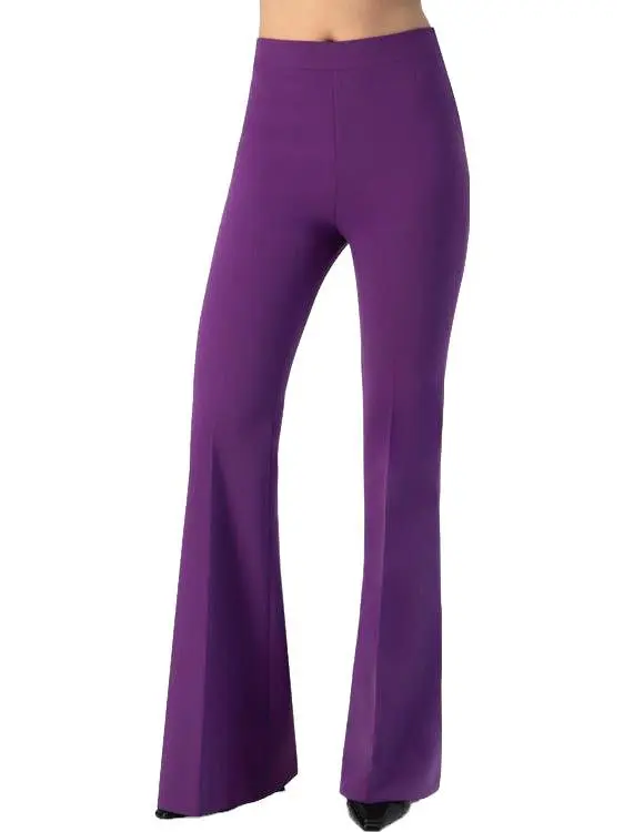 IVONNE Flared Trousers With Pleats - Purple