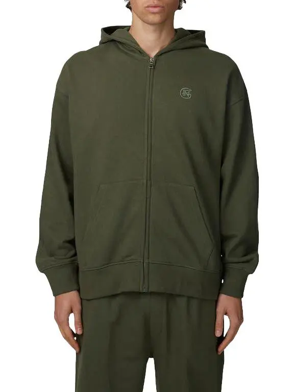 GOOD FOR NOTHING Oversized Halftone Zip Up Hoodie - Green