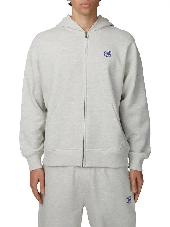 GOOD FOR NOTHING Oversized Halftone Zip Up Hoodie - Grey