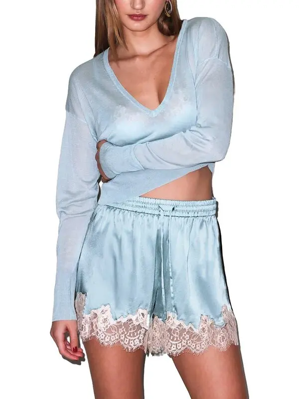FLEUR DU MAL Silk & Lace Short - Frosted Mint