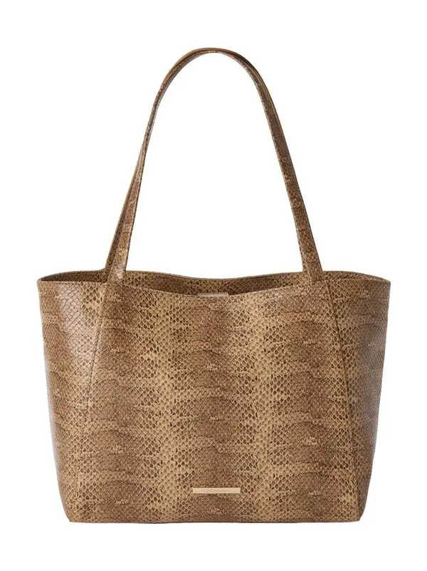 Brahmin Croc Embossed Leather Tote - Light Pecan