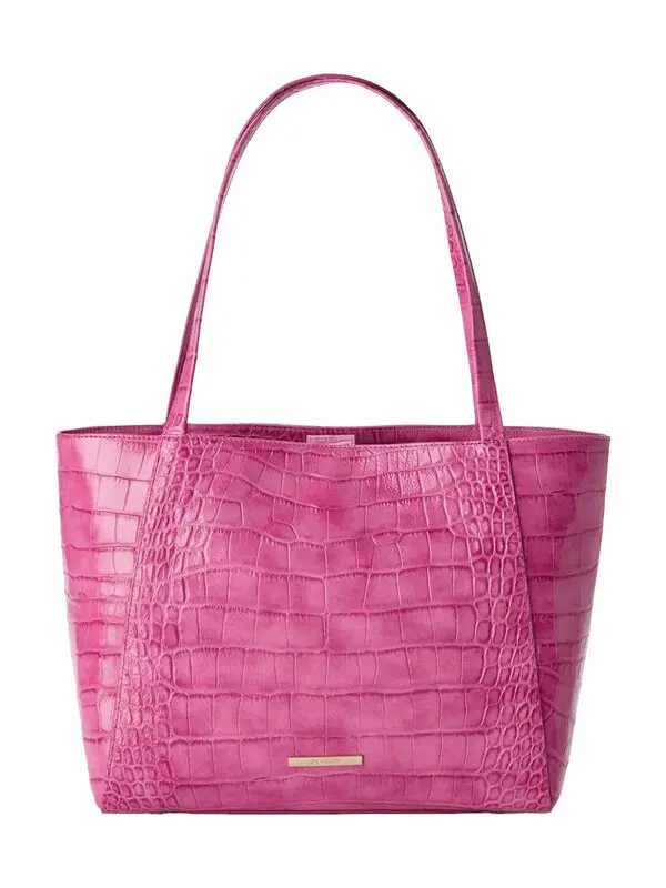 Brahmin Croc Embossed Leather Tote - Pink