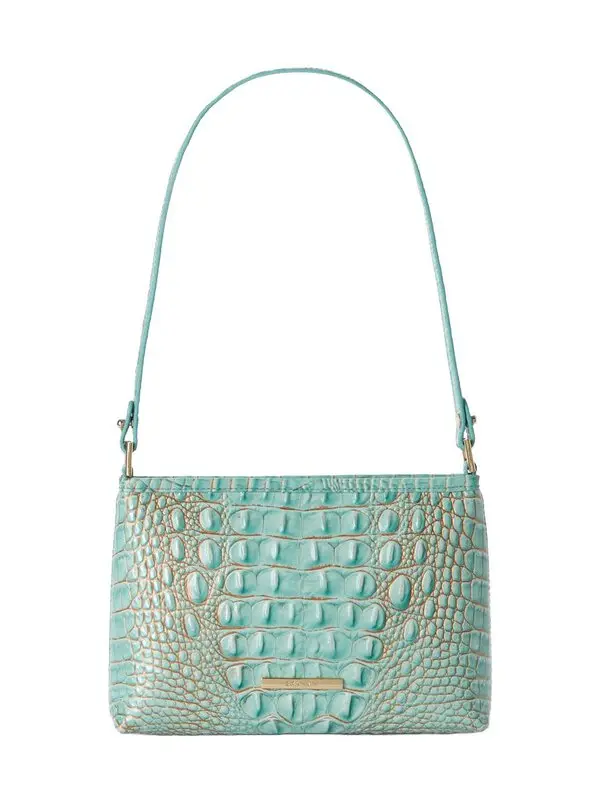 Brahmin Croc Embossed Leather Shoulder Bag - Waterfall