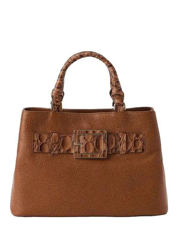 Brahmin Small Denise Leather Satchel - Cinnamon