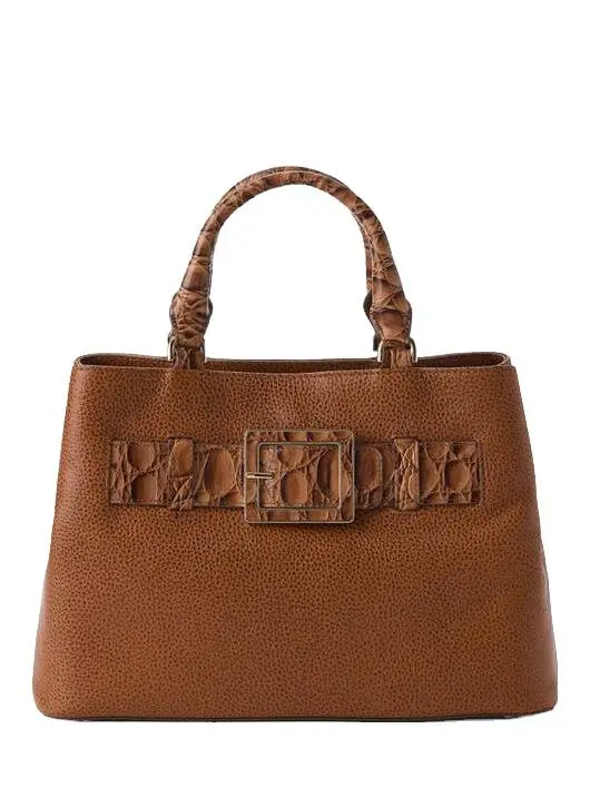 Brahmin Small Denise Leather Satchel - Cinnamon