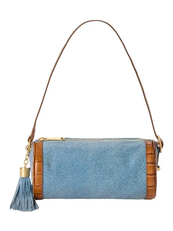 Brahmin Billie Croc Embossed Barrel Bag - Denim