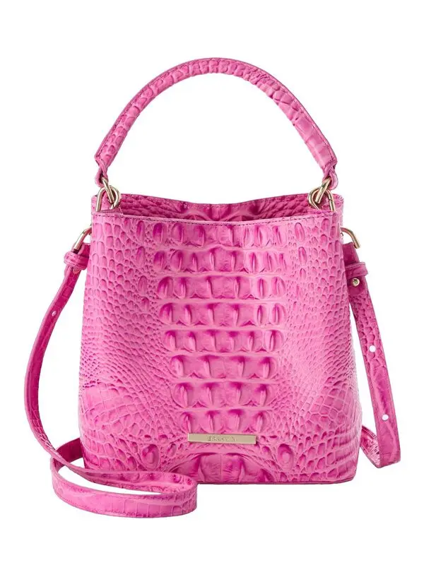 Brahmin Mini Amelia Croc Embossed Bucket Bag - Candy Pink
