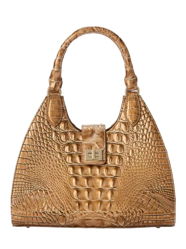 Brahmin Adrian Croc Embossed Leather Shoulder Bag - Driftwood