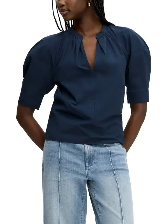 Sam Edelman Cotton Poplin Shirt - Navy