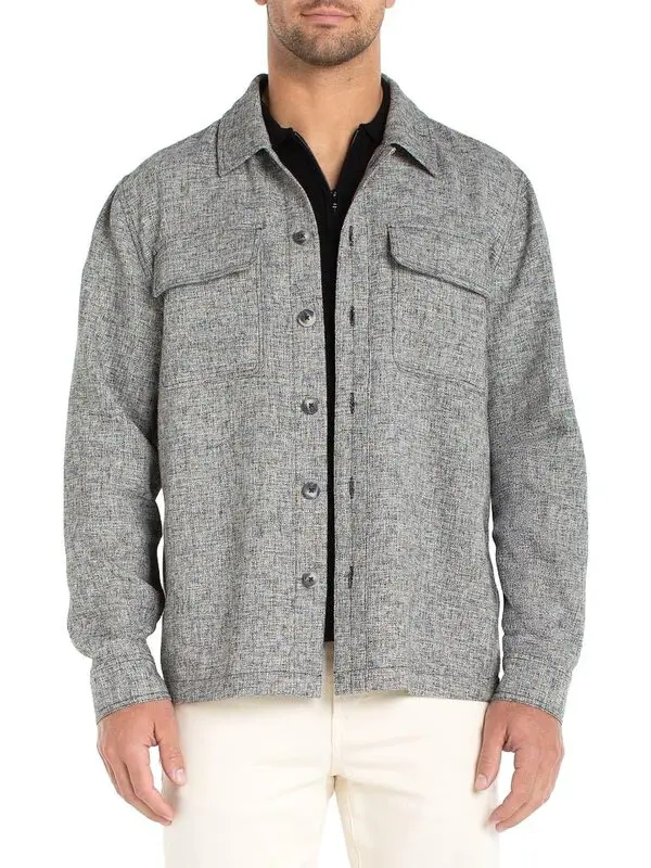 LIVERPOOL Marled Flap Pocket Overshirt - Black Multi