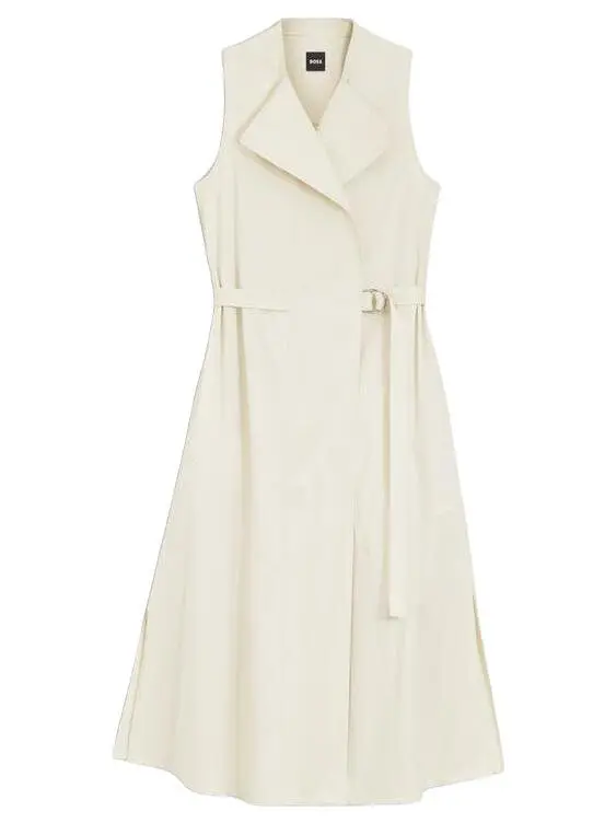 BOSS Dimosa Sleeveless Belted Midi Wrap Dress - Light Pumice