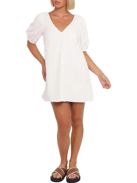 PETAL & PUP Puff Sleeve Cotton Minidress - Cream