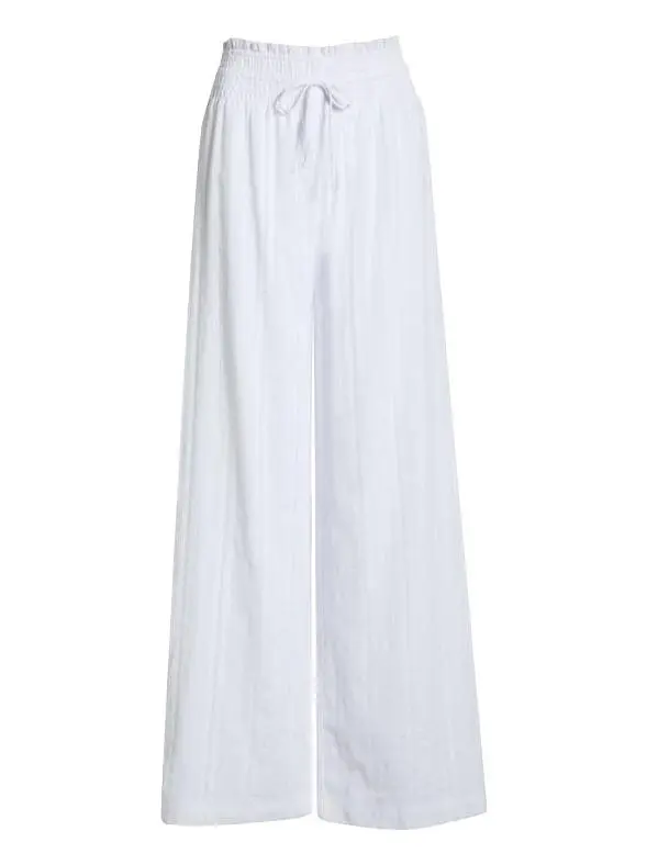 Splendid Meadow Embroidered Cotton Drawstring Pants - White