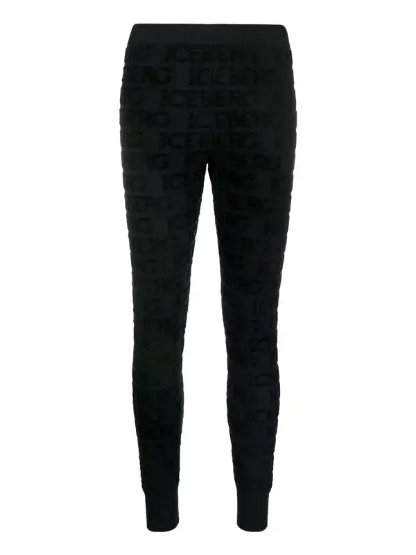 Iceberg Logo-appliqué Tonal-design Leggings - Black