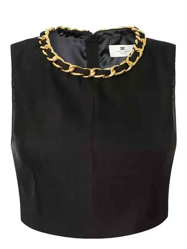 Elisabetta Franchi Cropped Jewel Chain Top - Black