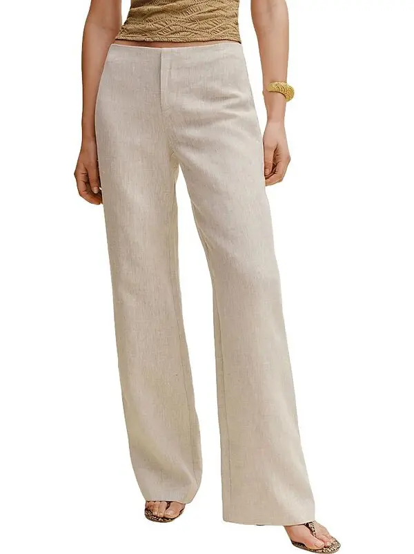 REFORMATION Vida Linen Low Rise Pants - Oatmeal