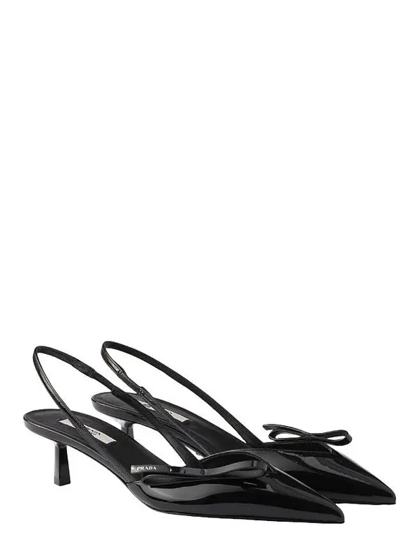 Prada Patent Leather Slingback Pumps - Black