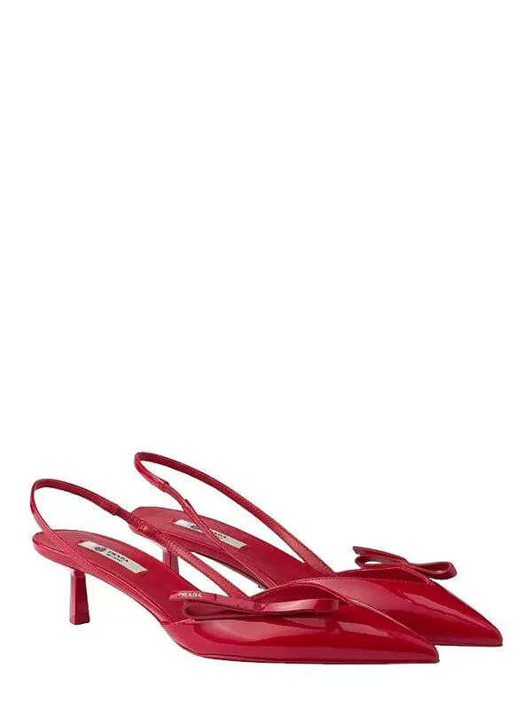 Prada Patent Leather Slingback Pumps - Red