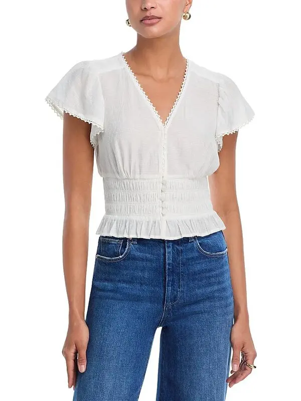 Paige Rive Short Sleeve Top - White