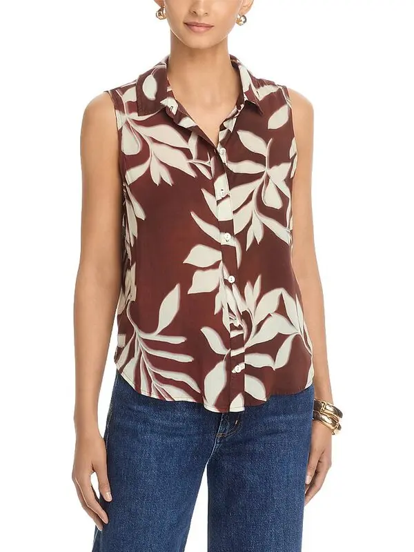 Bella Dahl Sleeveless Button-front Top - Botanical Blur Print