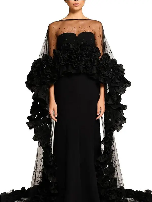 Jenny Packham Petal Bloom Ruffle-detailed Maxi Dress - Liquorice