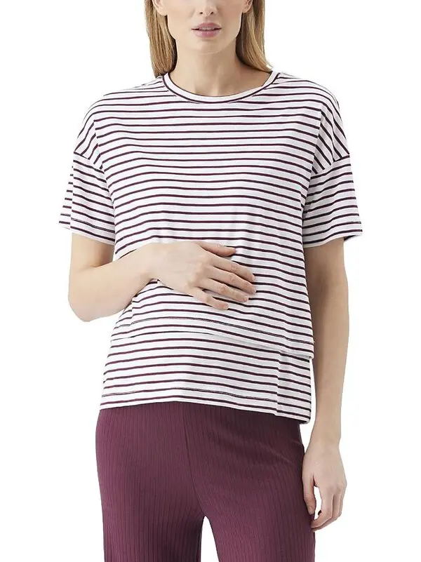 RIPE MATERNITY Claudette Nursing Tee - White/maroon