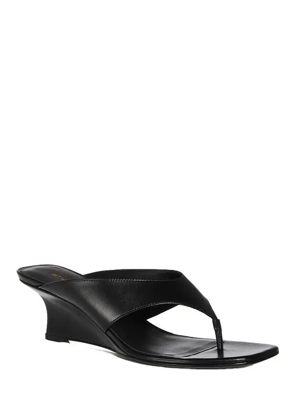 STUART WEITZMAN Vini Thong 50 Wedge Sandals - Black