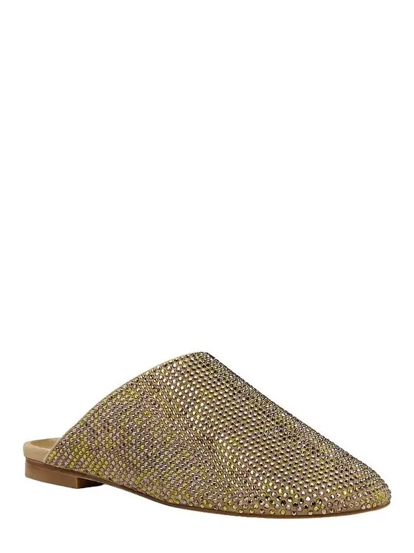 STUART WEITZMAN Thalia Shine Embellished Leather Mules - Golden Olive