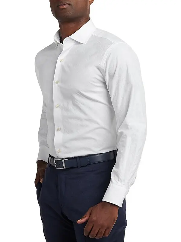 David Donahue Geometric Jacquard Shirt - White