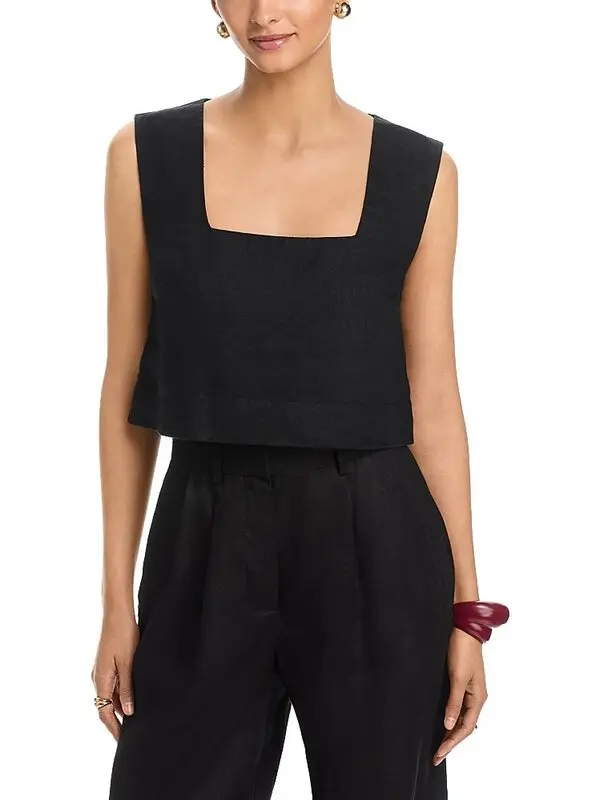 Rails Akira Linen Top - Black