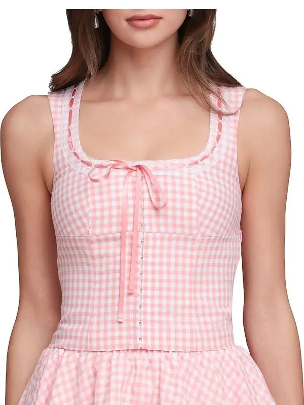 Avec Les Filles Corset Top - Pink/white Gingham