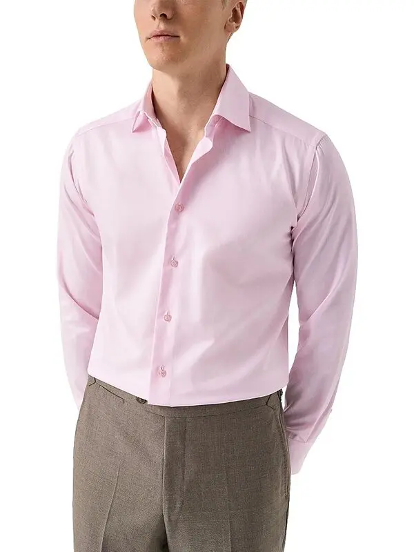 Eton Cotton Stripe Dress Shirt - Medium Pink