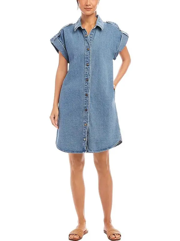 Karen Kane Cap Sleeve Shirtdress - Denim