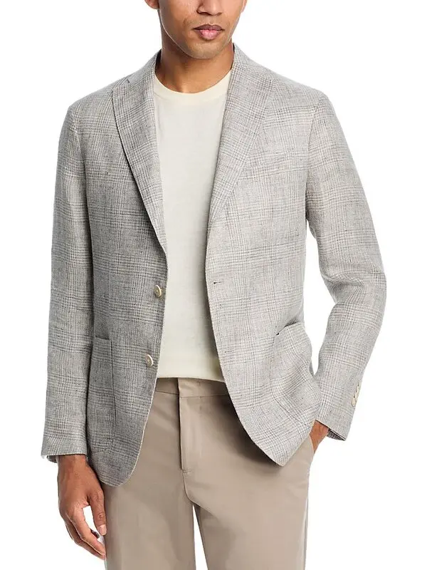 Boglioli Linen Plaid Slim Fit K Jacket - Oatmeal