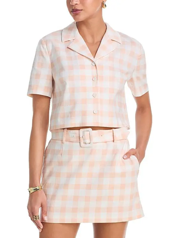 French Connection Aspen Gingham Cropped Shirt - Seashell Gingham