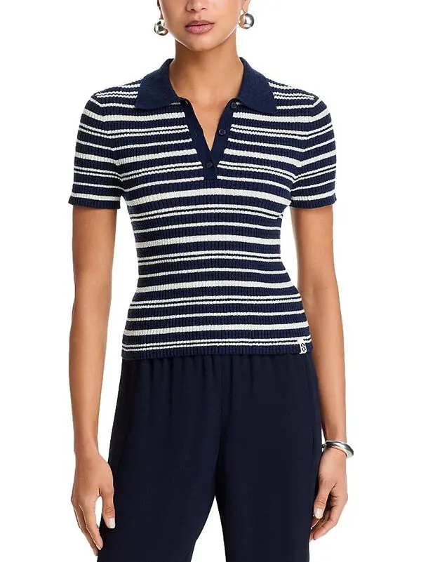 Simkhai Averie Knit Polo - Midnight Stripe