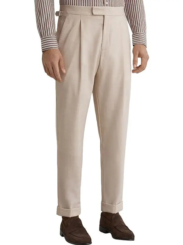 REISS Side Adjuster Formal Trousers - Stone